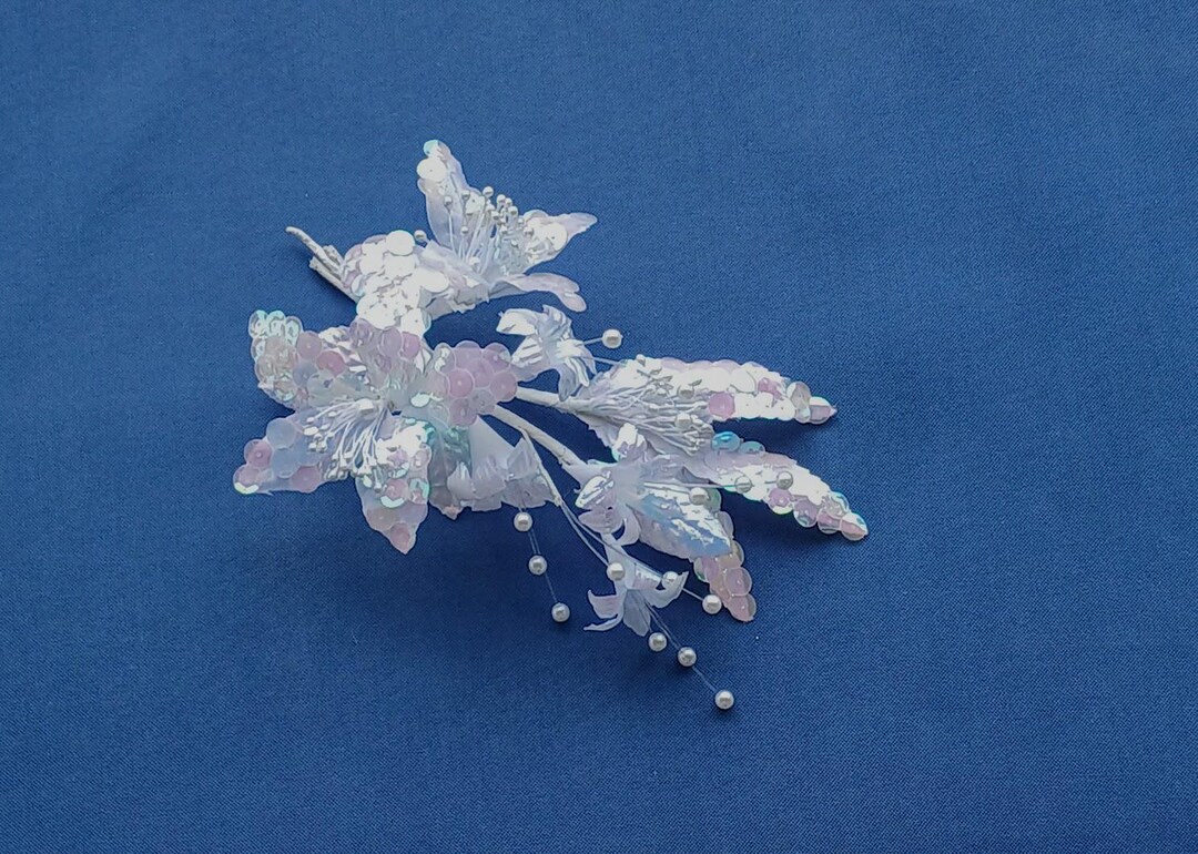 Vintage 80s Sparkling Flower With Sequins and Pearls | Wedding Décor ...