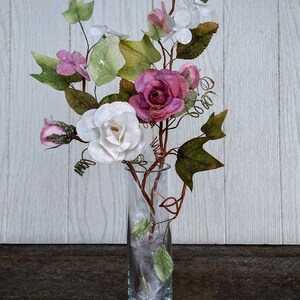 Vintage Shabby Chic Parchment Flowers, Millinery Flowers and Foliage ...