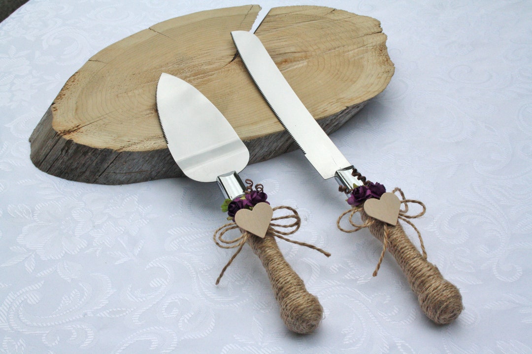 Rustic Chic Wedding Cake Cutter Wedding Cake Server Set - Etsy