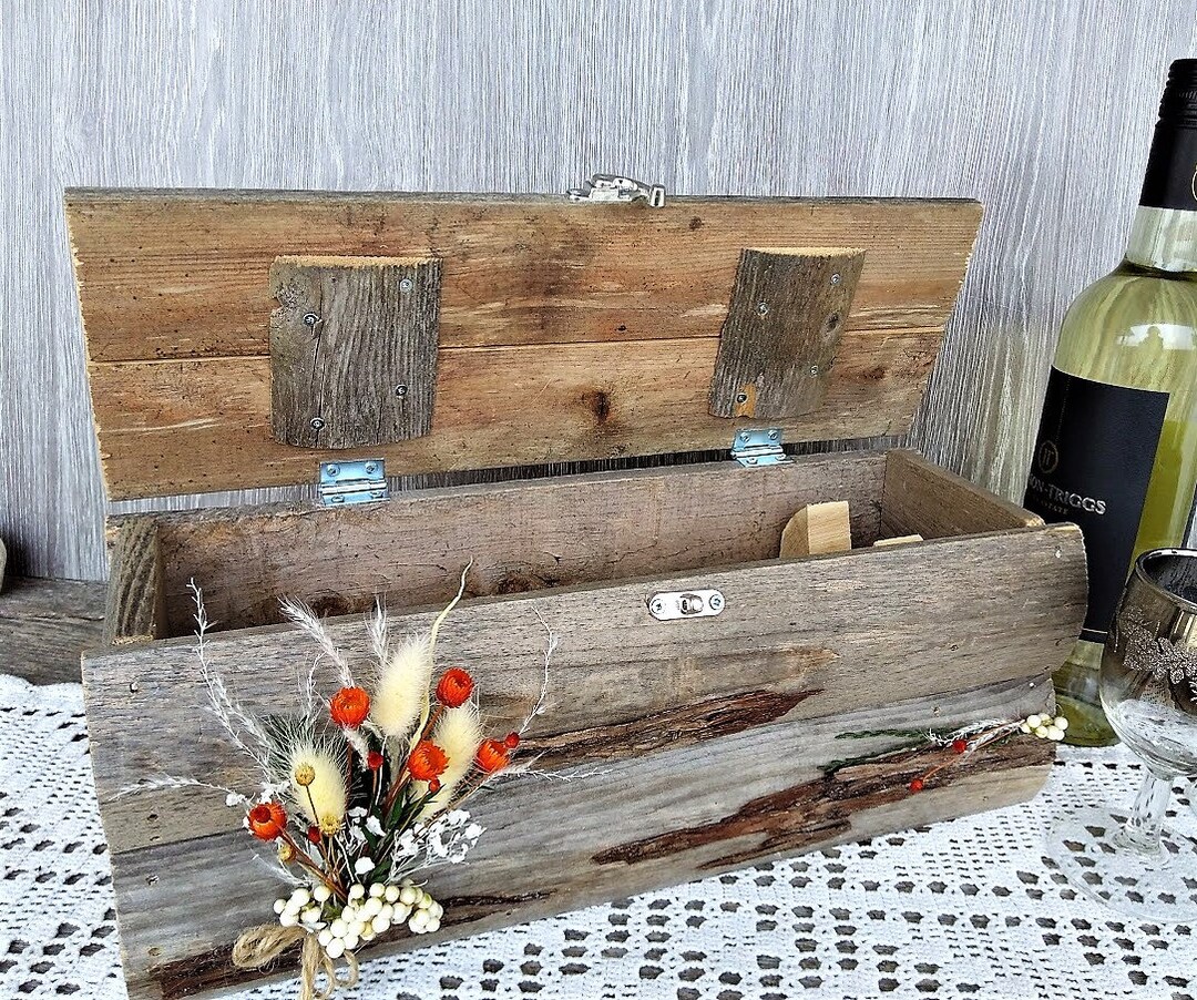 Rustic Wooden Wine Box for Wedding Ceremony, Wine Box for Couple, Time ...