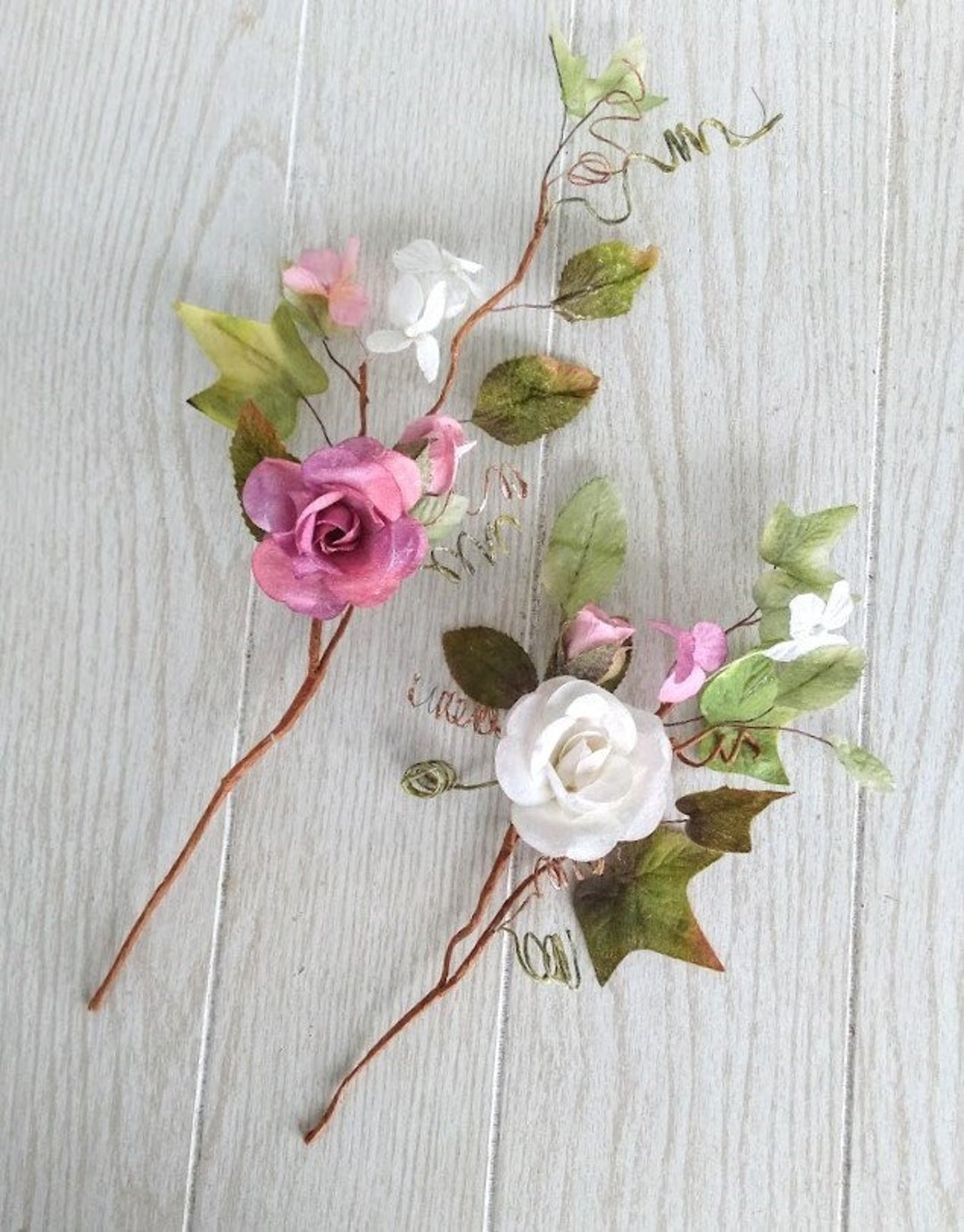 Vintage Shabby Chic Parchment Flowers, Millinery Flowers and Foliage ...