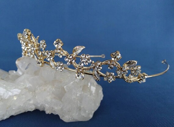 Gold and silver Wedding Diadem with Rhinestones, Brid… - Gem
