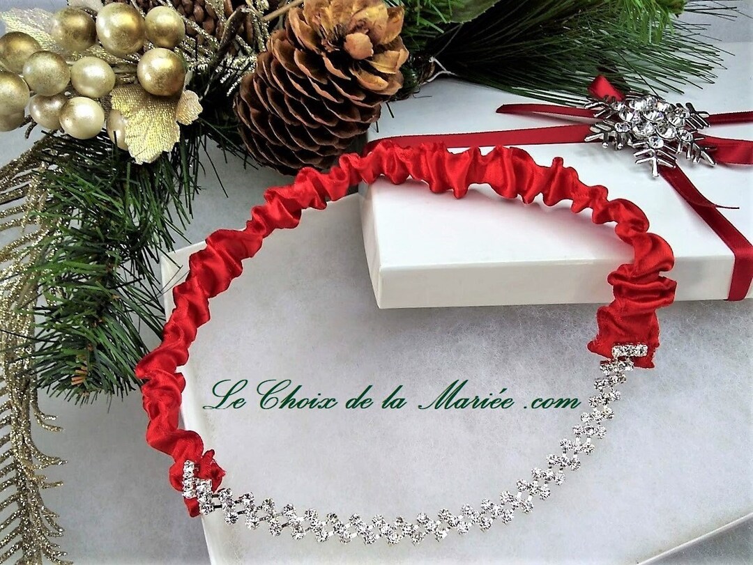 Red Satin Rhinestones Garter for Wedding or Prom Keepsake or Toss ...