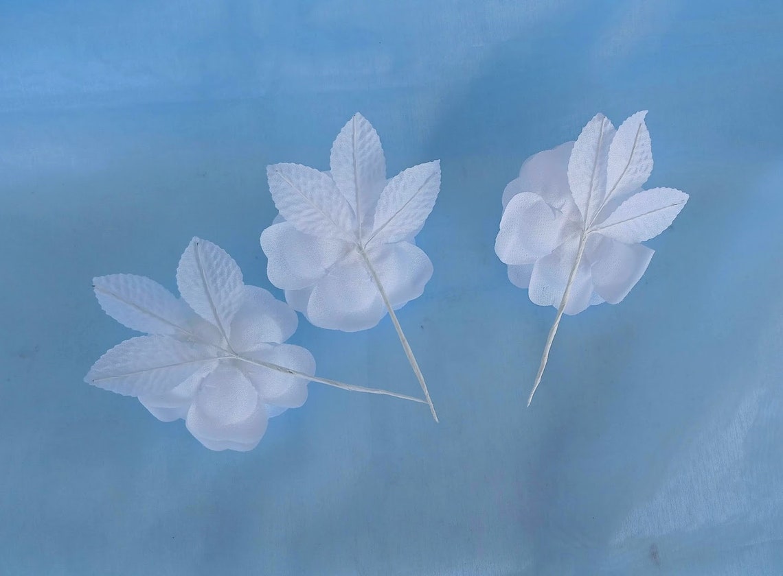 3 White AB Flowers, Vintage Iridescent Stemmed Flowers, Ideal for ...