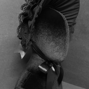 Black Ruffled Victorian Gothic Bonnet Made to Order - Etsy