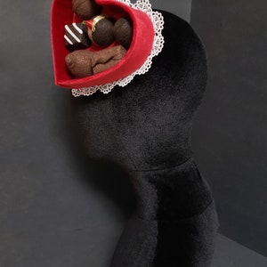 Red Velvet Valentine's Day Chocolate Candy Heart Box Hat or Desk Decor ...