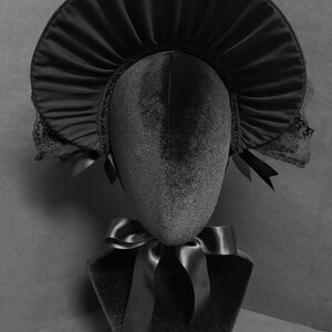 Black Ruffled Victorian Gothic Bonnet Made to Order - Etsy