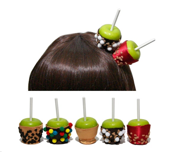 Sweet Fair Mini Candy and Caramel Apple Hair Clips Place | Etsy