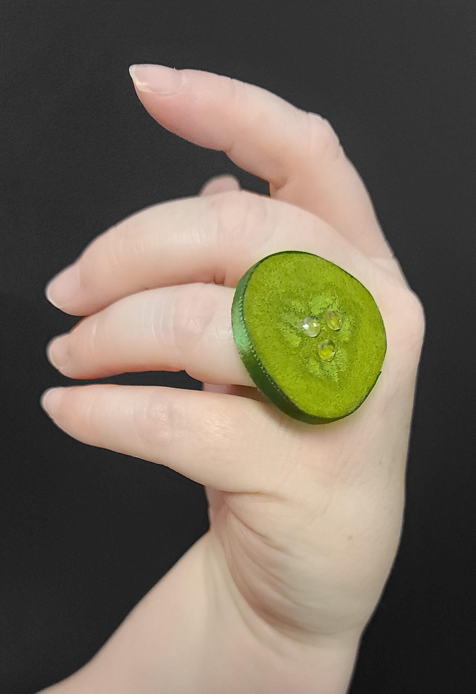 Dill Pickle Slice Jeweled Ring ~ Made to Order - Etsy