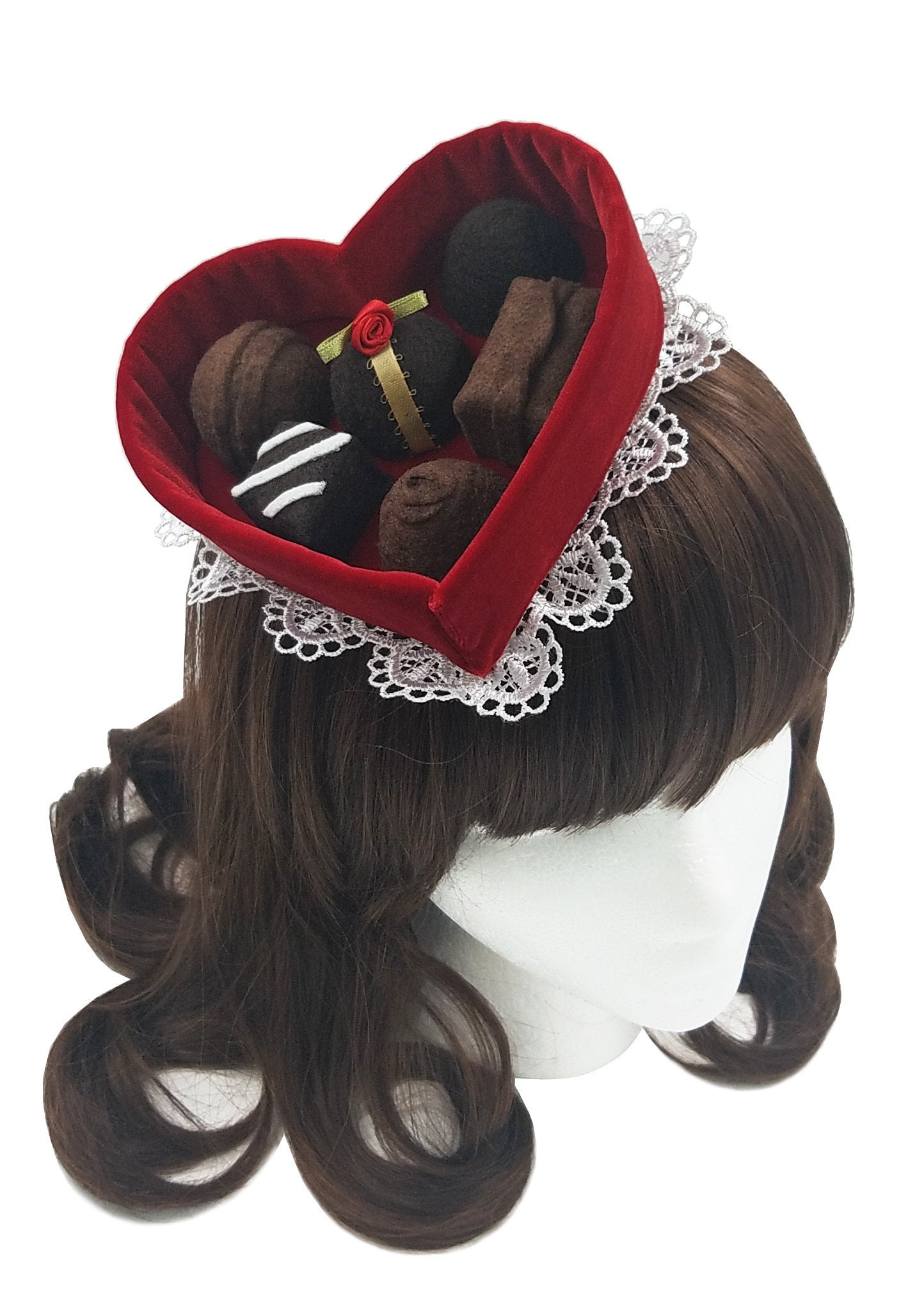 Red Velvet Valentine's Day Chocolate Candy Heart Box Hat | Etsy