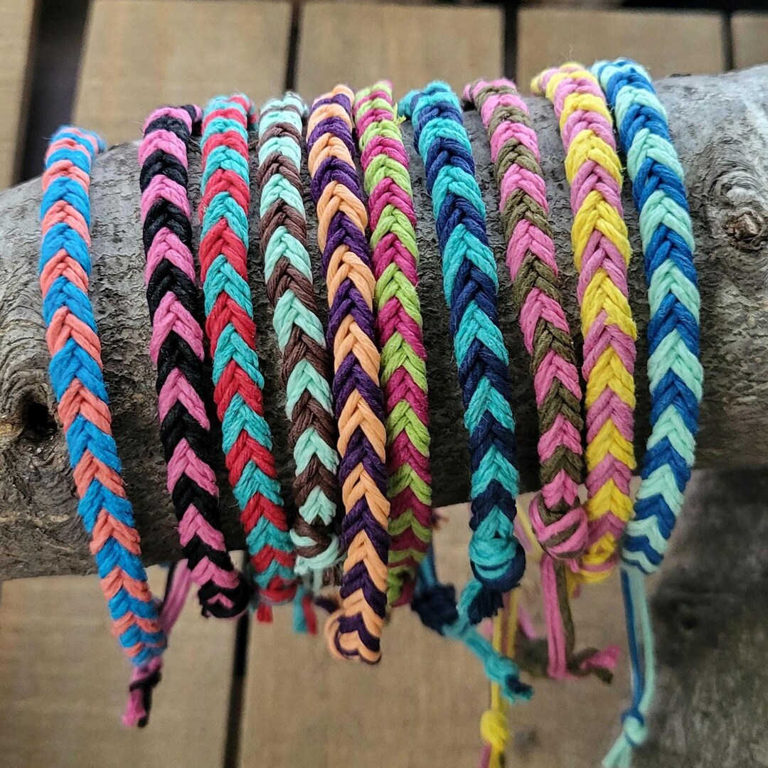 Custom Color Fishtail Chevron Hemp Bracelet Anklet Hippie Surfer ...