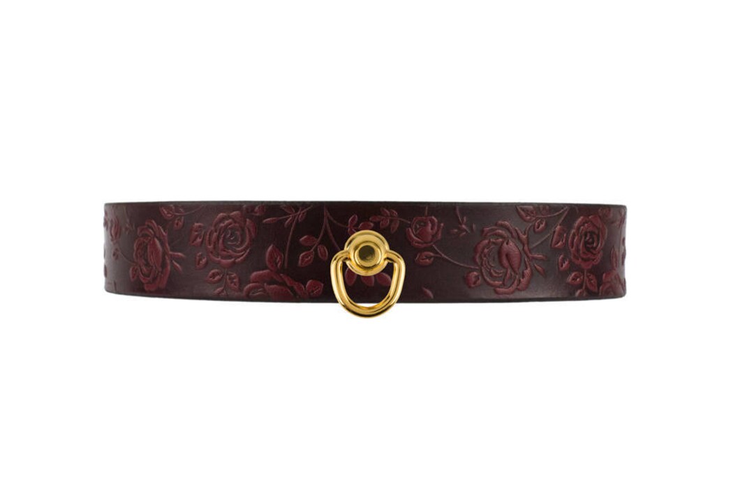 Red Rose Collar Gothic Collar Red Leather Collar Red Slave Collar Red ...