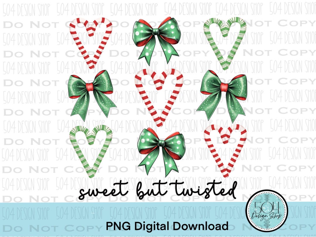 Candy Cane Christmas Bows PNG: Coquette Design (digital Download) - Etsy