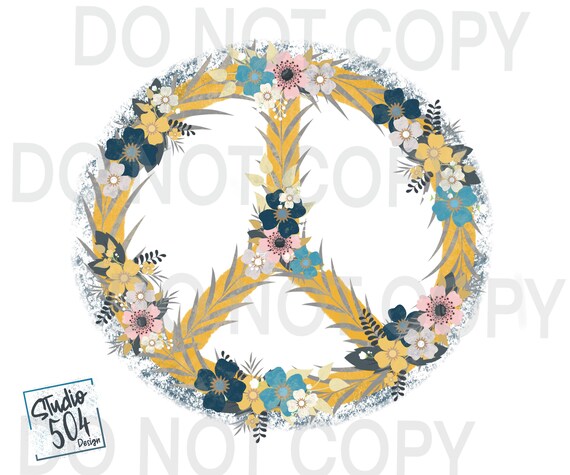 Boho Peace Sign Png Floral Peace Sign Sublimation Download - Etsy