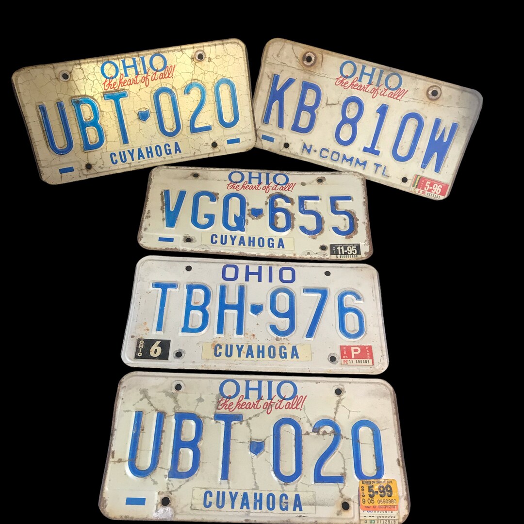 Lot of 5 Ohio License Plates White 1990's Craft Project 13A - Etsy
