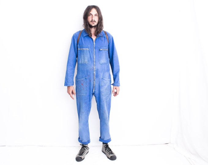 French Work Coverall Paint Marks . 1970s Work Boiler Suit . French ...