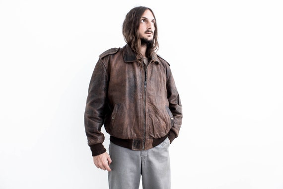 CHARLES CHEVIGNON Pilot Leather Jacket 1980s . Tan Leather CHARLES CHEVIGNON Pilot Leather Jacket 1980s . Tan Leather