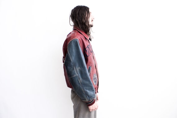 VERY RARE AVIREX Leather Varsity Jacket 1990s . Newar… - Gem