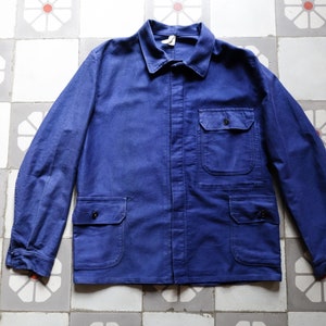 80s MOLESKIN Workwear Jacket . Faded Work Jacket Utility Deep Blue ...