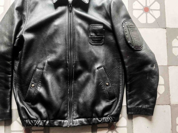 French Pilot Jacket 1980s . Air force Leather Bomber … - Gem