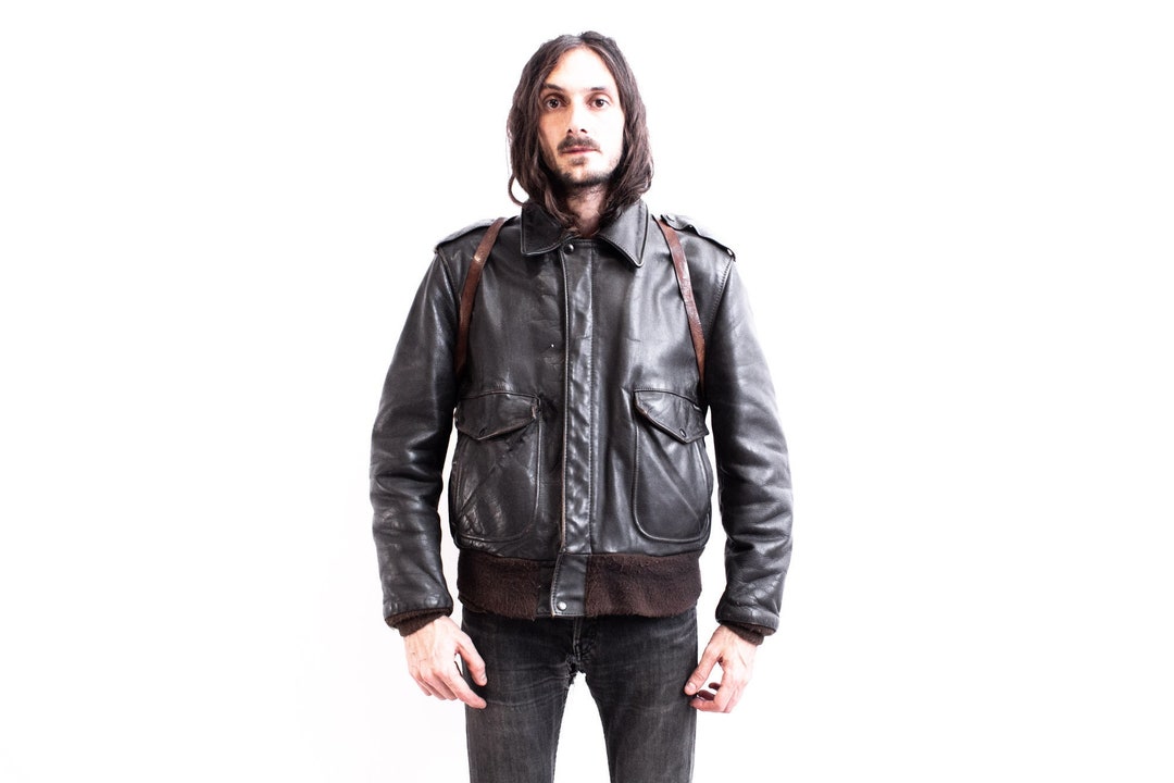 SCHOTT A-2 Flight Jacket Aviator TALON Zippers 1980s . Made in USA I.S ...