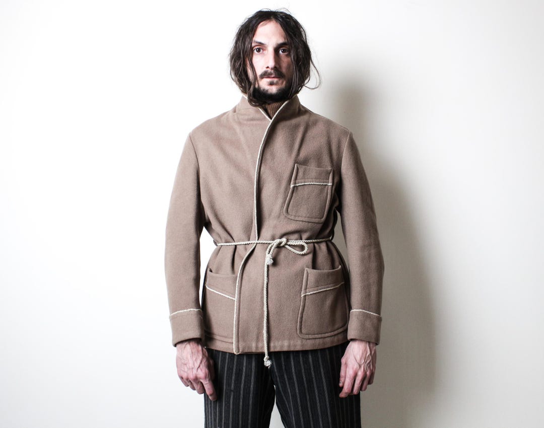 1960s Italian Manufacture Smoking Wool Jacket . Belted Lounge Jacket ...