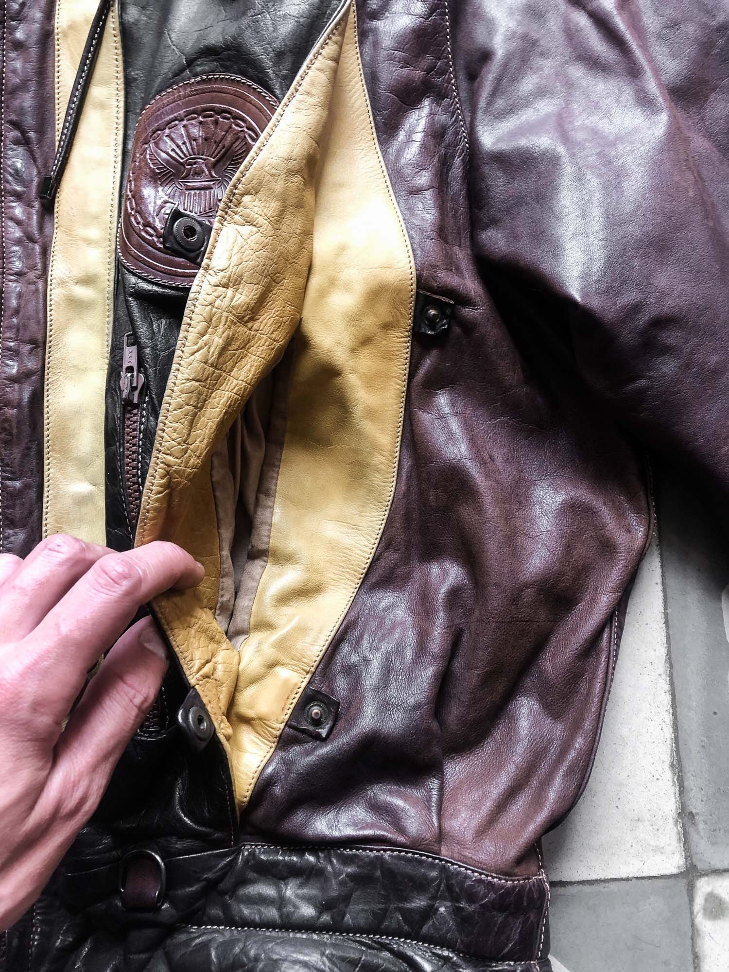 Pleated Leather Bomber 1980s . Tactical Pollini Italy Boxy Leather ...