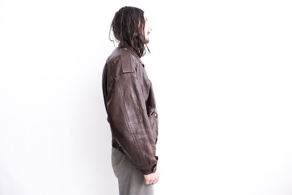 1980 MAC keen Leather bomber . French Vintage Oversiz… - Gem