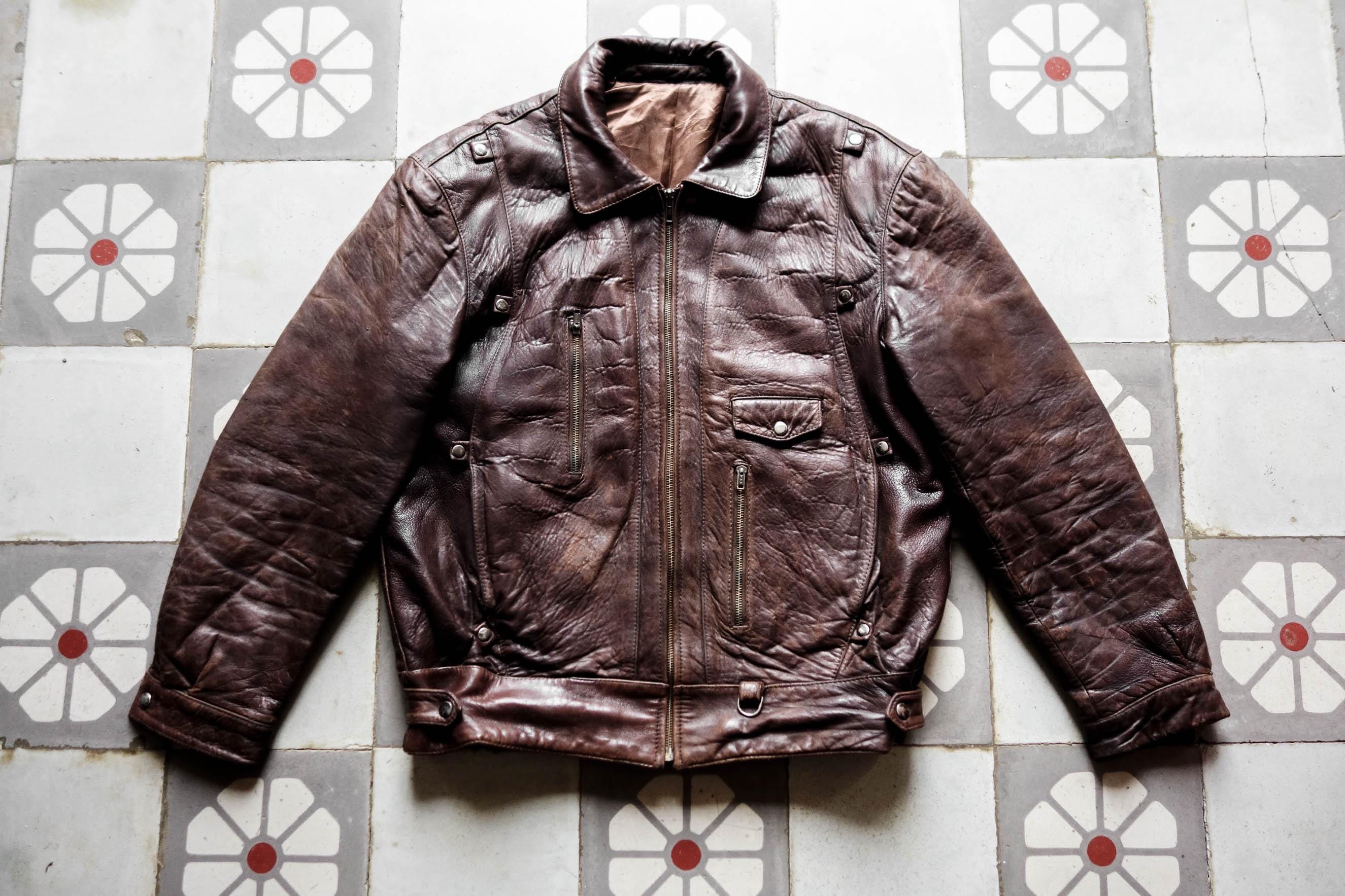 Vintage Boxy Biker Jacket 70s . Motorcycle Cropped Distressed Blouson ...