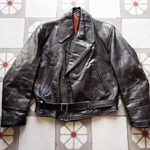 1940s German Motorcycle Jacket . Biker Leather Jacket Moto Antique NOS ...