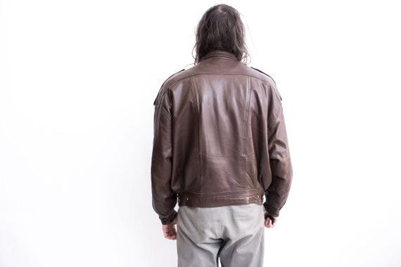 1980 MAC keen Leather bomber . French Vintage Oversiz… - Gem