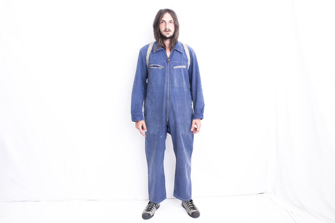 French Work Coverall Slouchy . 1970s Work Boiler Suit . French Workwear ...