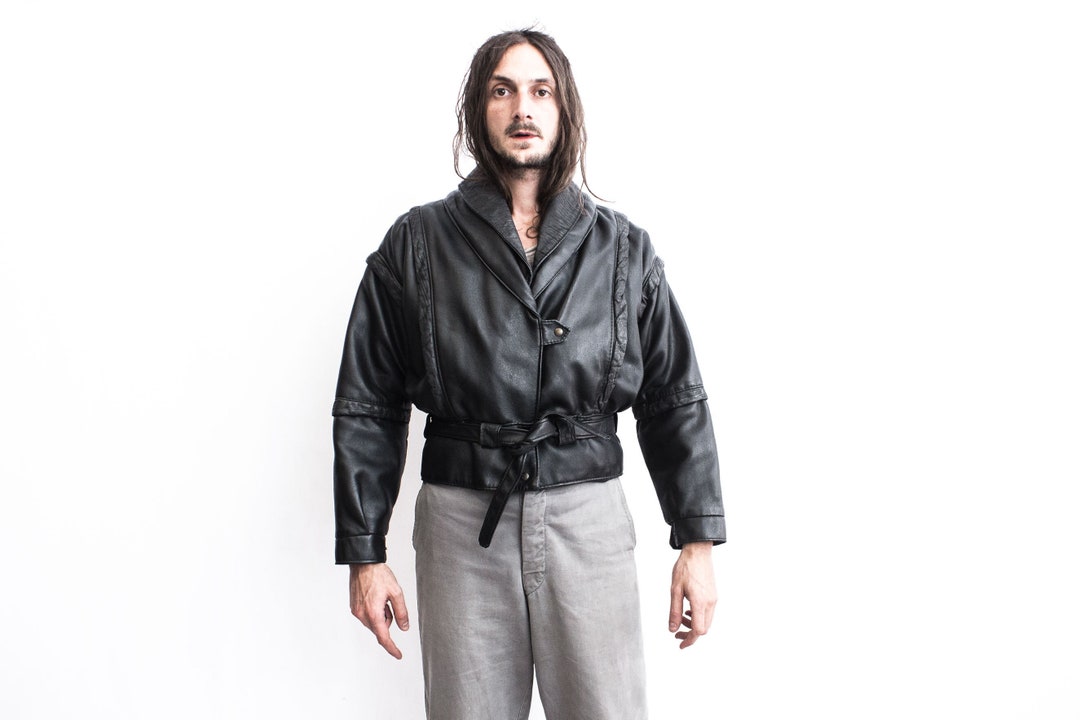 Unique 1980s Pleated BOXY Leather Jacket Batwings____ - Etsy