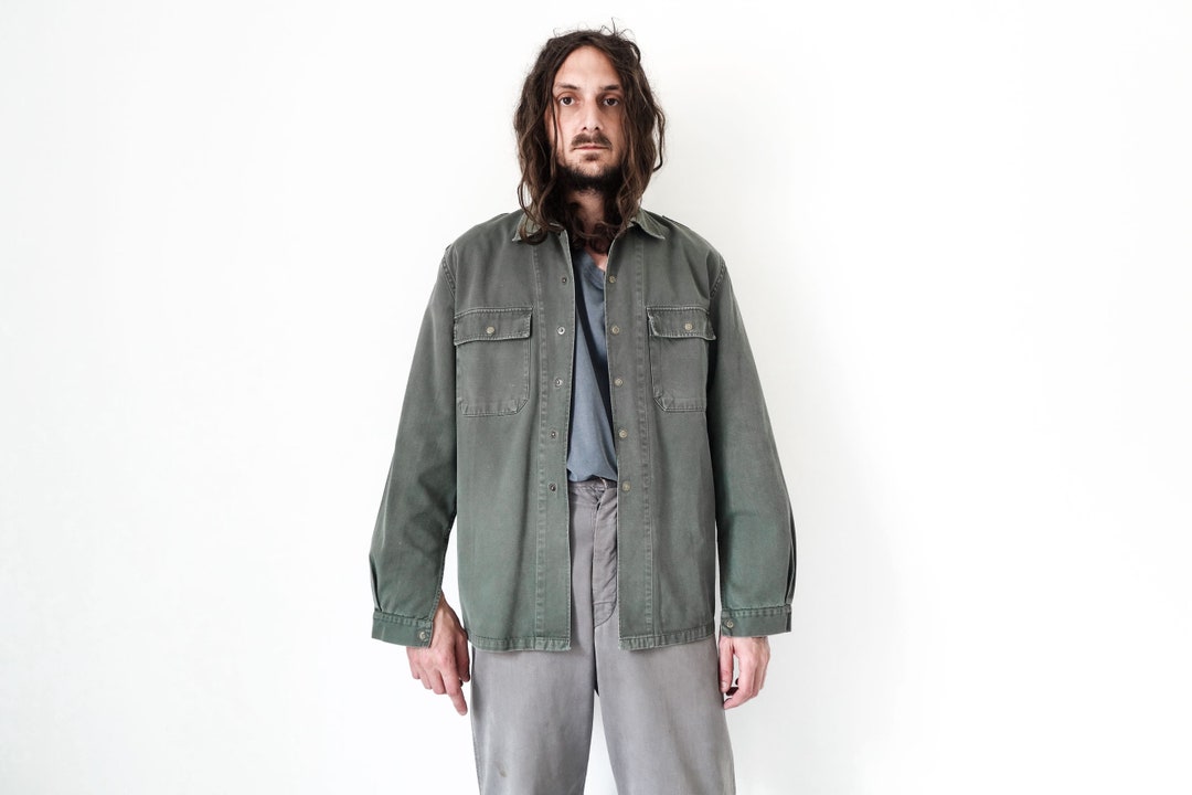 Army Shirt 60s Khaki Parka Aged Military Long Sleeved Shirt Workwear ...