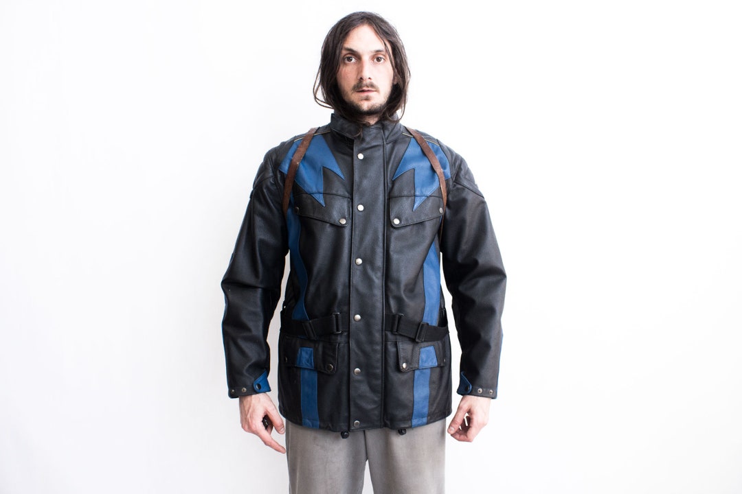 Retro Leather Cafe Racer Jacket - Classic 80s Biker Style - Racing ...