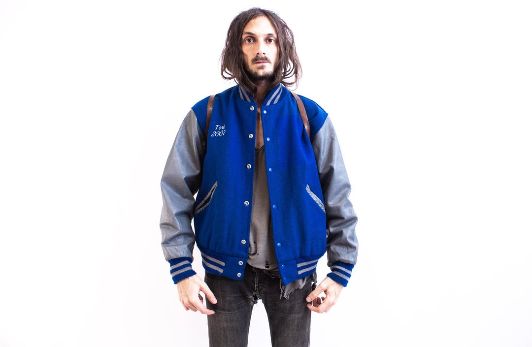 VARSTIY Baseball Jacket Electric Blue 80s Baseball Jacket . Retro ...