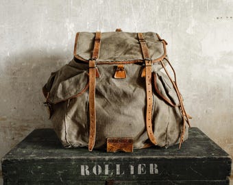 Vintage 1950s French Army Rucksack - Military Backpack Made by Lafuma ...