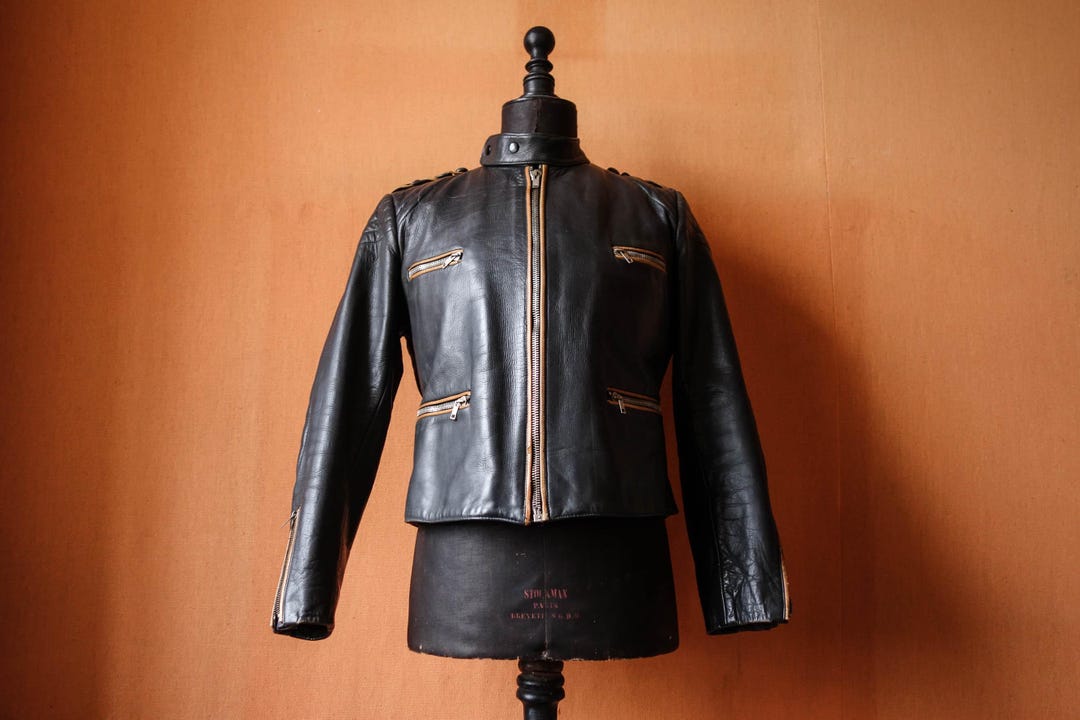 1960s DDR German Motorcycle Jacket Deadstock Brown . Biker Leather ...