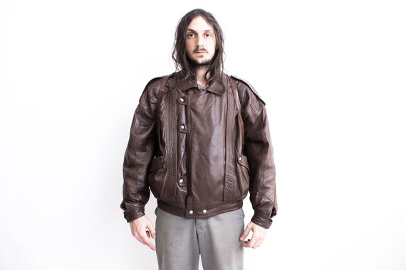 1980 MAC keen Leather bomber . French Vintage Oversiz… - Gem