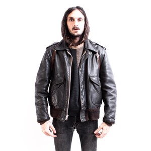 SCHOTT A-2 Flight Jacket Aviator TALON Zippers 1980s . Made in USA I.S ...