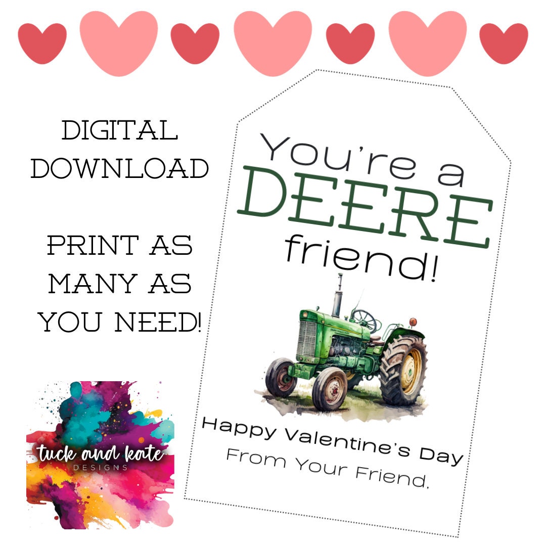 Tractor Valentines, Valentines Day Card, Digital Download, Farm ...