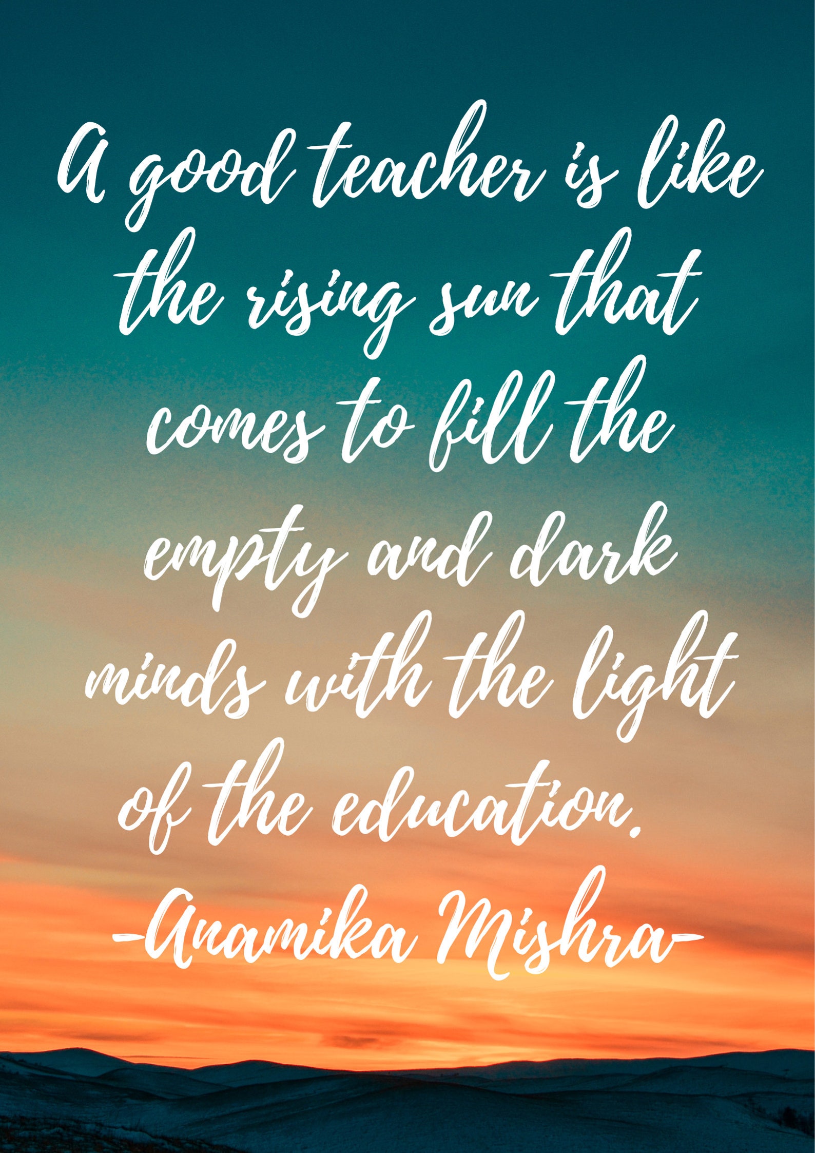 Teacher Appreciation Print | Teacher Inspirational Print | Rising Sun ...