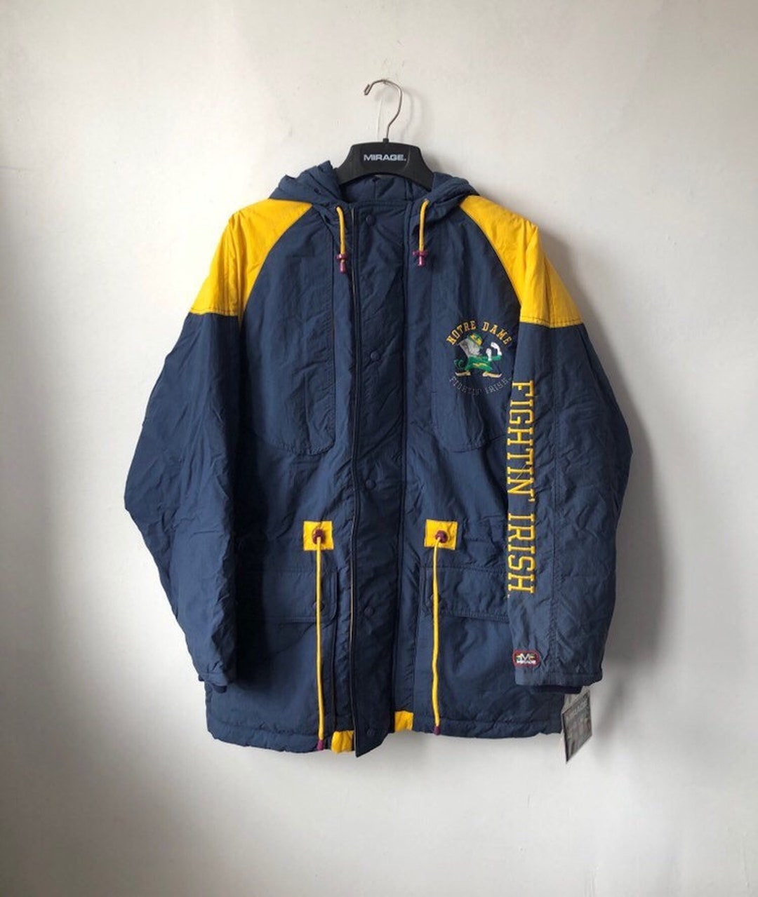 Vintage Notre Dame Fighting Irish Mirage First String Jacket Coat Mens ...