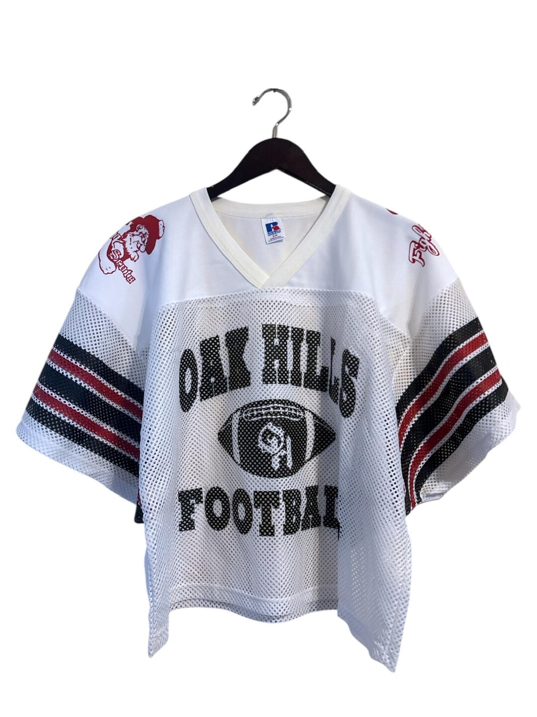 Vintage Russell Athletic Oak Hills Football Mesh Shimmel Half Top Adult ...