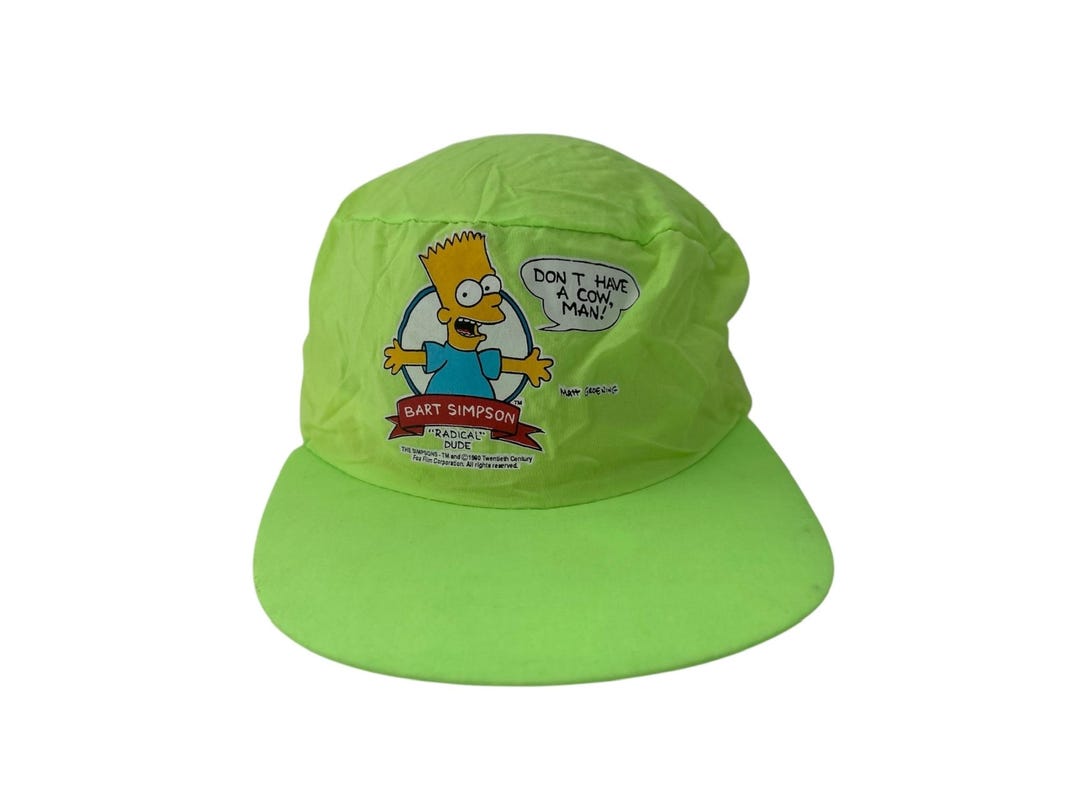 Vintage Bart Simpson Neon Painters Hat Cap Adult OSFA Deadstock NWOT ...