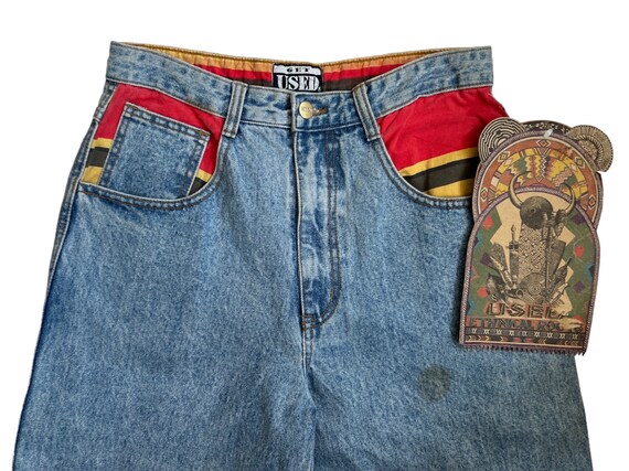 vintage get used ethnical roots jeans mens size 30 de… - Gem