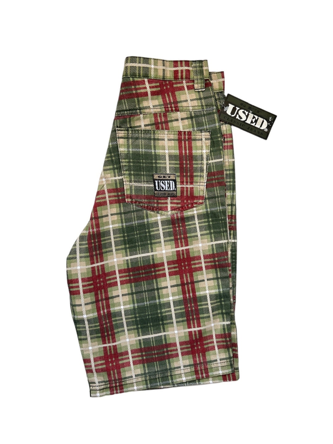 Vintage Get Used Plaid Jean Shorts Mens Size 29 Deadstock NWT 90s - Etsy