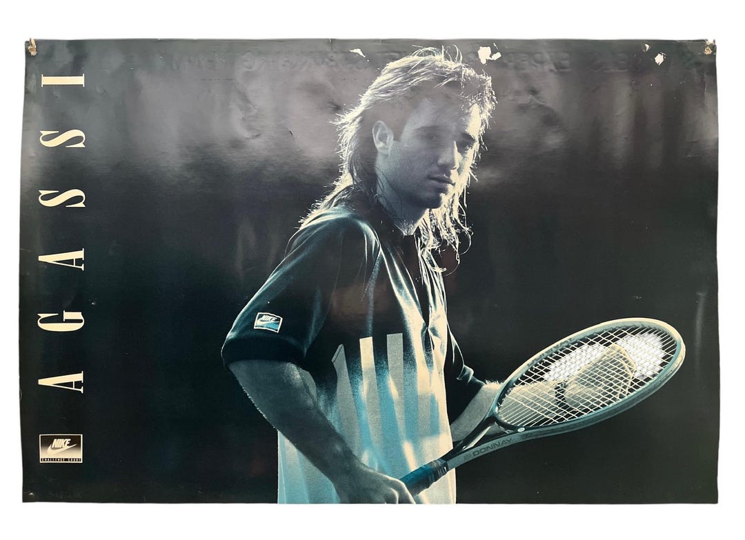 Vintage Nike Andre Agassi Challenge Court Tennis Poster 80s 90s - Etsy