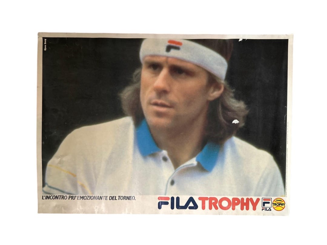 Vintage Bjorn Borg FILA Trophy Tennis Poster 80s - Etsy