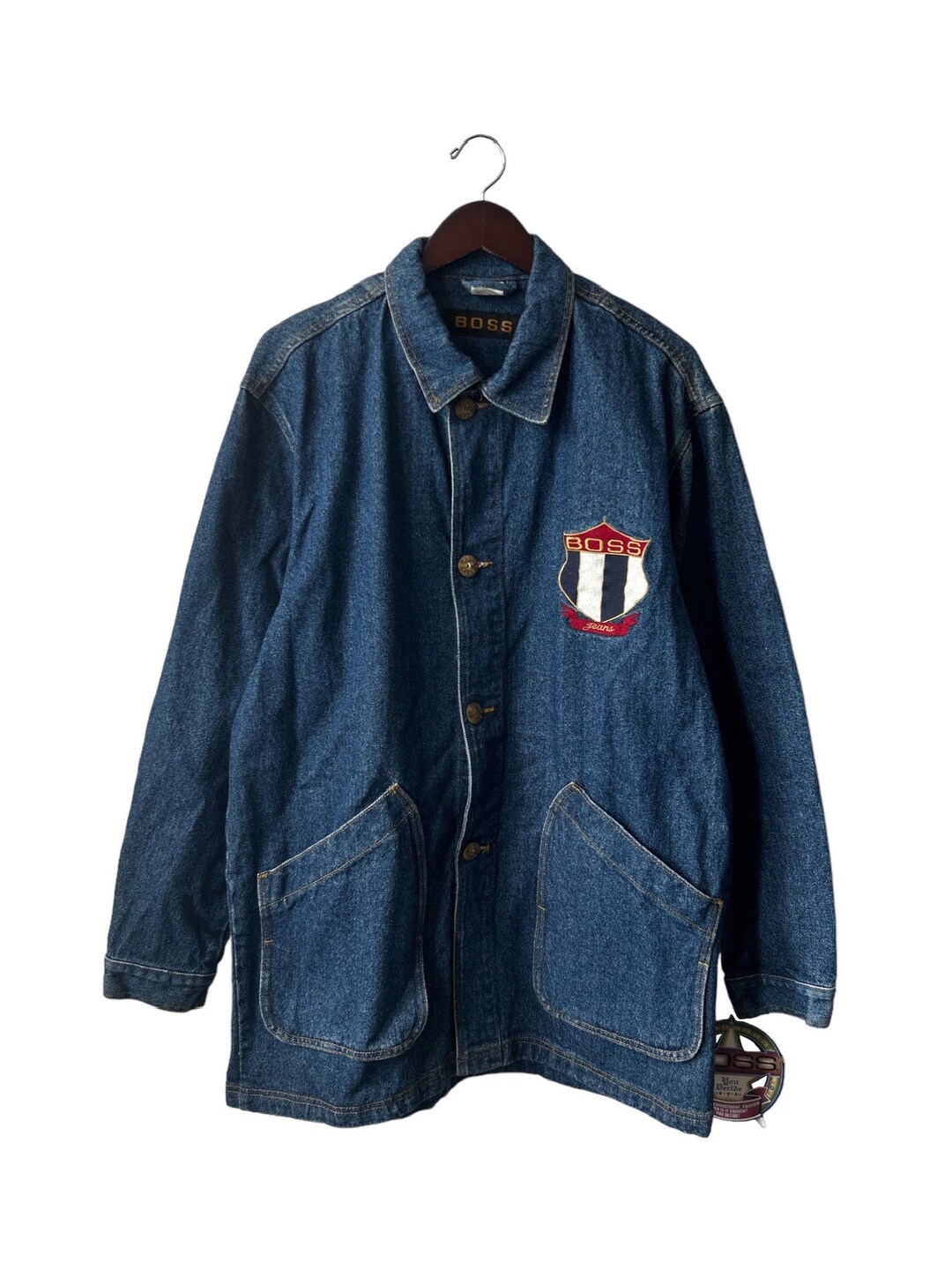 Vintage Boss Shield Denim Jean Jacket Mens Size Large Deadstock NWT 90s ...